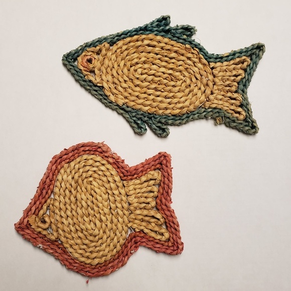 Accents | Vintage Rattan Fish Trivets | Poshmark
